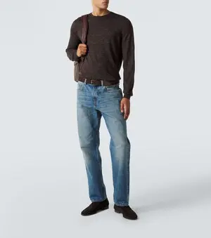 Zegna Crewneck Sweater In Silk, Cashmere, And Linen - Brown