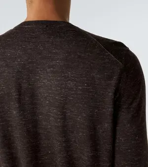Zegna Crewneck Sweater In Silk, Cashmere, And Linen - Brown