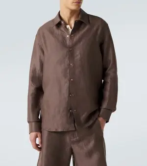 GOD'S TRUE CASHMERE Linen Shirt With Orange Sunstone