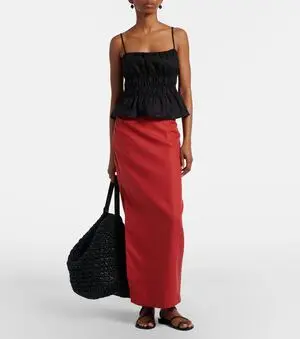 SIR. Linen Maxi Skirt - Red