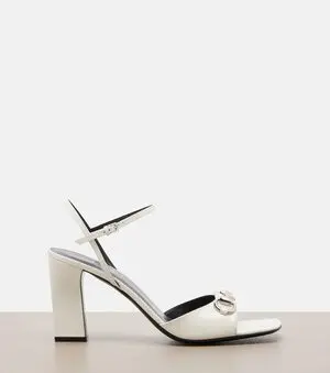 Gucci Signora Horsebit Leather Sandals - White
