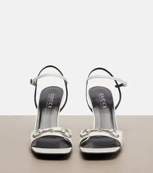 Gucci Signora Horsebit Leather Sandals - White