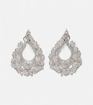 ANANYA Scatter Lotus 18kt White Gold Diamond Earrings - Silver