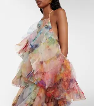 Zimmermann Luna Floral Ruffled Midi Dress