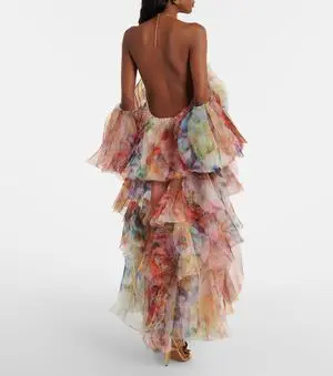 Zimmermann Luna Floral Ruffled Midi Dress