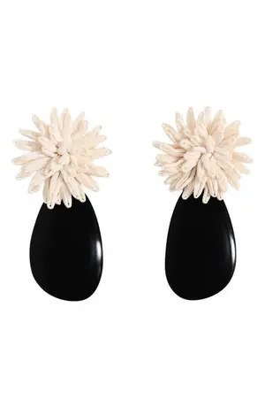 Mango Resin Flower Drop Earrings - Beige
