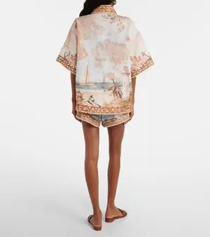Zimmermann Mahon Printed Linen Shorts - Multicoloured