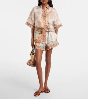 Zimmermann Mahon Printed Linen Shorts - Multicoloured