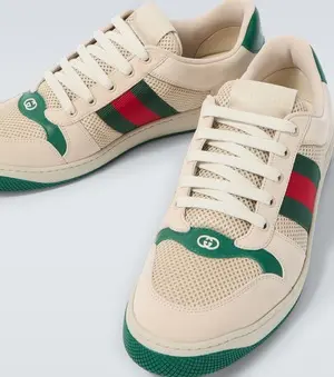 Gucci Screener Leather-trimmed Sneakers