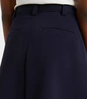 Tory Burch Belted Pleated Miniskirt In Deep Navy