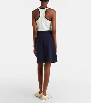 Tory Burch Belted Pleated Miniskirt In Deep Navy
