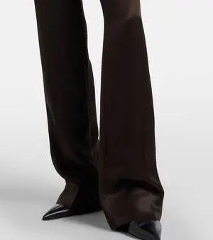 TOM FORD Pleated Silk Straight Pants - Brown