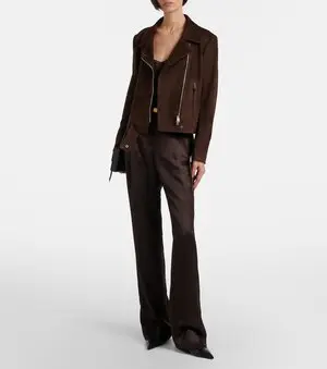 TOM FORD Pleated Silk Straight Pants - Brown