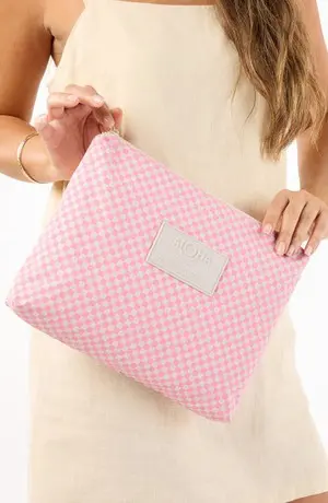 ALOHA COLLECTION Mid Tiny Check Water Resistant Zip Pouch
