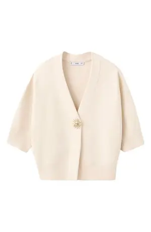 Mango Short Sleeve Cardigan - Ecru