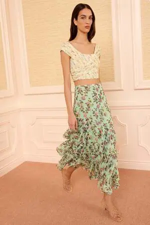 Ulla Johnson Ulla Johnson Meadow Printed Silk Midi Skirt Opaline
