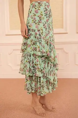 Ulla Johnson Meadow Silk Midi Skirt - Opaline