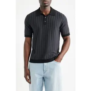 Rag & Bone Zuma Stripe Terry Cloth Polo - Navy