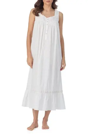 Eileen West Sleeveless Cotton Lawn Ballet Nightgown - White
