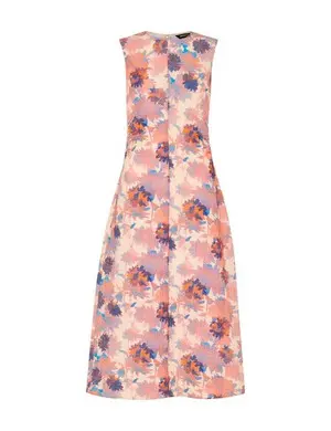 Whistles Sleeveless Floral Textured Midi Dress