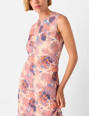Whistles Sleeveless Floral Textured Midi Dress
