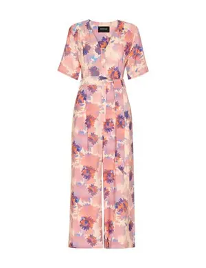Whistles Floral Button Front Cropped Jumpsuit