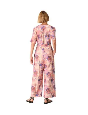 Whistles Floral Button Front Cropped Jumpsuit