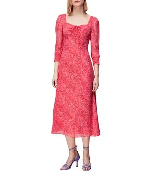 Whistles Leopard Print Midi Dress - Pink/multi