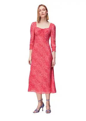 Whistles Leopard Print Midi Dress - Pink/multi