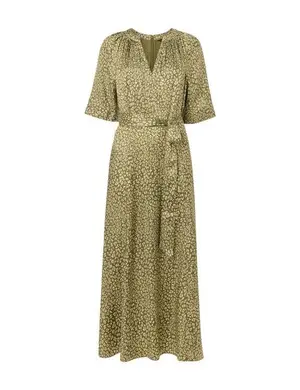Whistles Leopard Print Short Sleeve Midi Dress