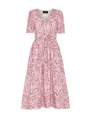 Whistles Short Sleeve V-neck Printed Midi Dress