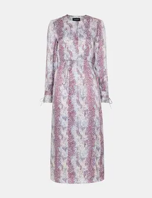 Whistles Mottled Snake Print Midi Dress