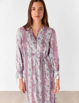 Whistles Mottled Snake Print Midi Dress