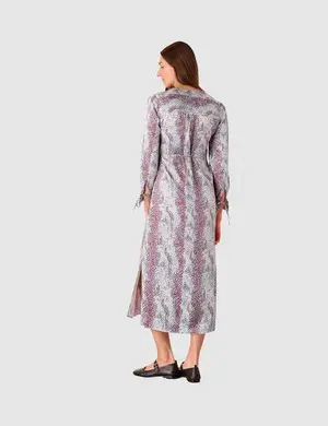 Whistles Mottled Snake Print Midi Dress