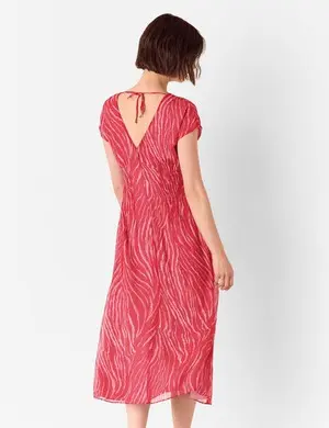 Whistles Zebra Print V-neck Midi Dress