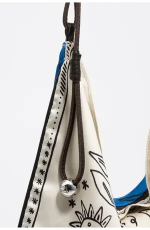 Bimba Y Lola Medium Dog Print Shoulder Bag - Blue