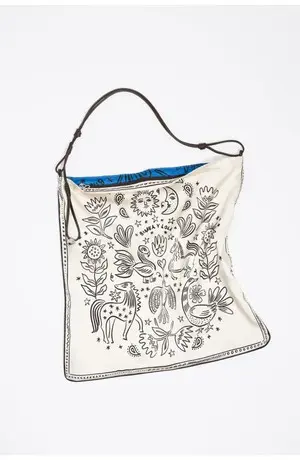 Bimba Y Lola Medium Dog Print Shoulder Bag - Blue