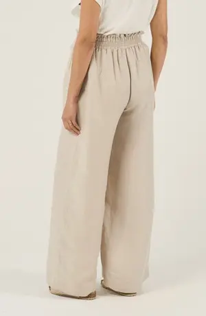 CACHE COEUR Maternity Twill Wide Leg Pants - Beige