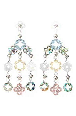 Tory Burch Forget Me Not Chandelier Earrings - Tory Silver/multi