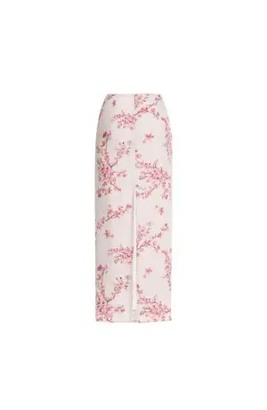 Agua Bendita Lirica Cauca Linen Midi Skirt With Floral Print
