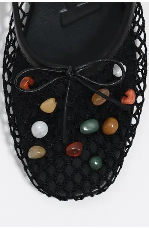 Bimba Y Lola Embellished Mesh Slingback Ballerinas