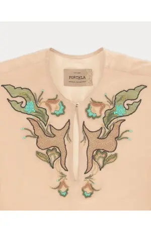 FORTELA Allegra Embroidered Silk Caftan Dress