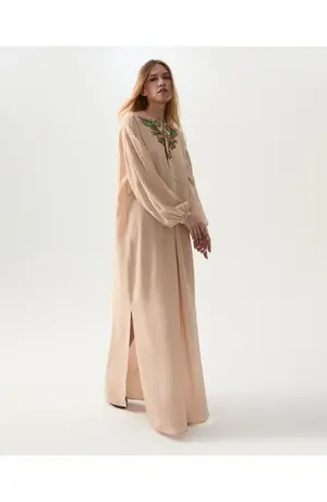 FORTELA Allegra Embroidered Silk Caftan Dress