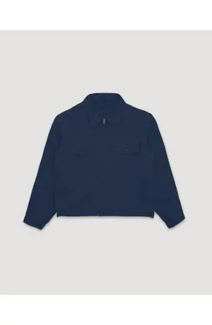 FORTELA Albert Linen Jacket With Zip Up And Patch Pockets - Blue