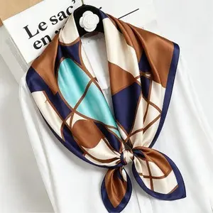 SILKSILKY Pure Silk Colored Square Scarf - Brown