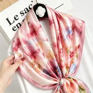 SILKSILKY Pure Silk Colored Square Scarf Medium Pink