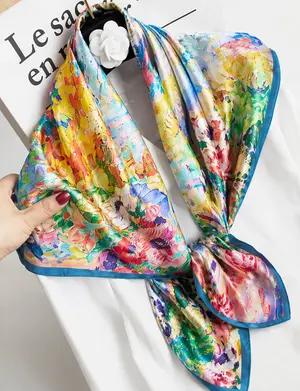 SILKSILKY Pure Silk Colored Square Scarf - Multi