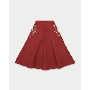 FORTELA Embroidered Linen Blend Skirt