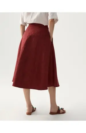 FORTELA Embroidered Linen Blend Skirt