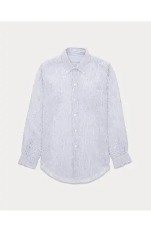 FORTELA King Linen Striped Shirt - Light Blue